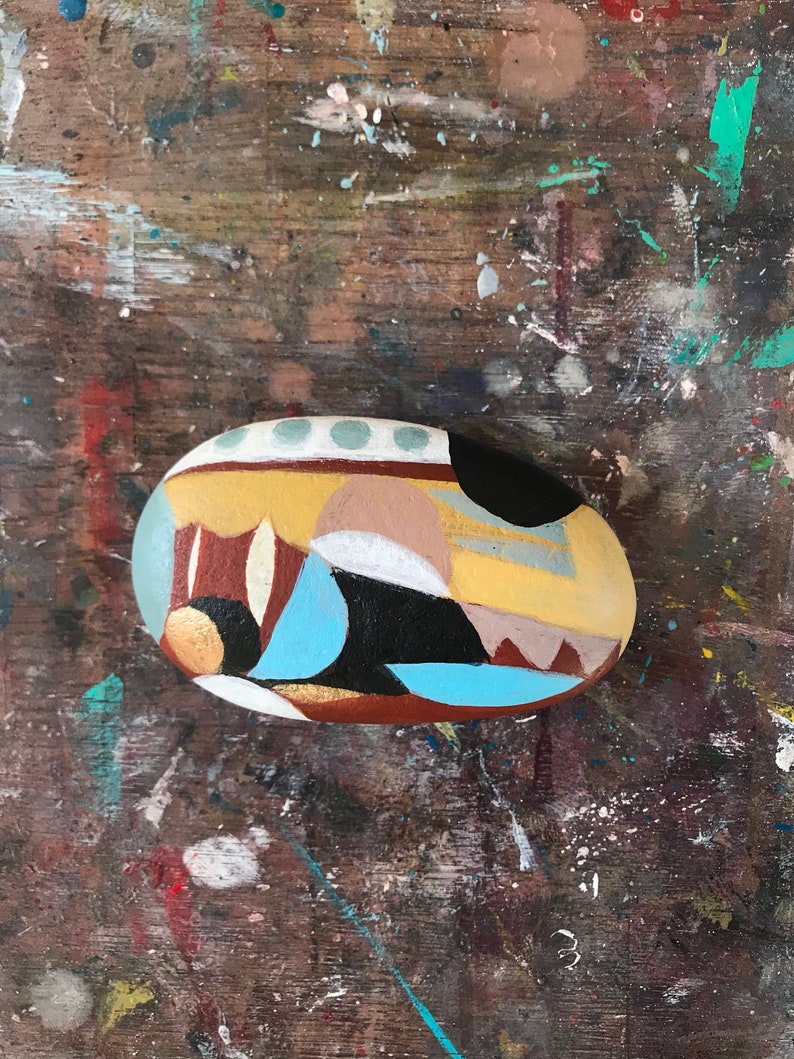 Abstract Painted Stone Pebble Art Original Art - Etsy UK