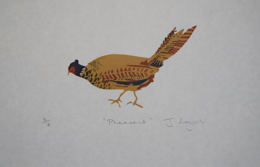 Pheasant Original Artist Linocut Print Including Mount ONLY - Etsy