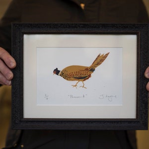 Pheasant Original Artist Linocut Print Including Mount ONLY - Etsy