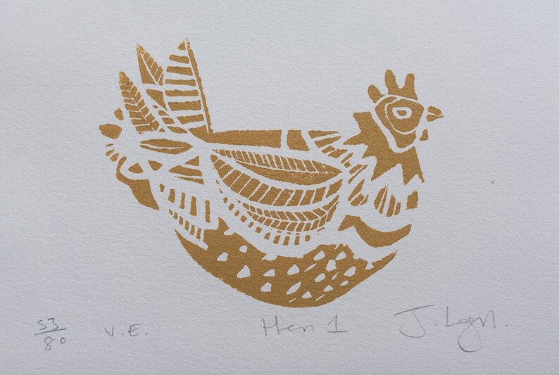 Hen 1, Linocut Print, Original Art, Printmaking, Chickens, Hens - Etsy