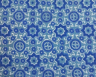 5 Yards Sky Blue Block Print Fabric Indian Cotton Fabric | Etsy