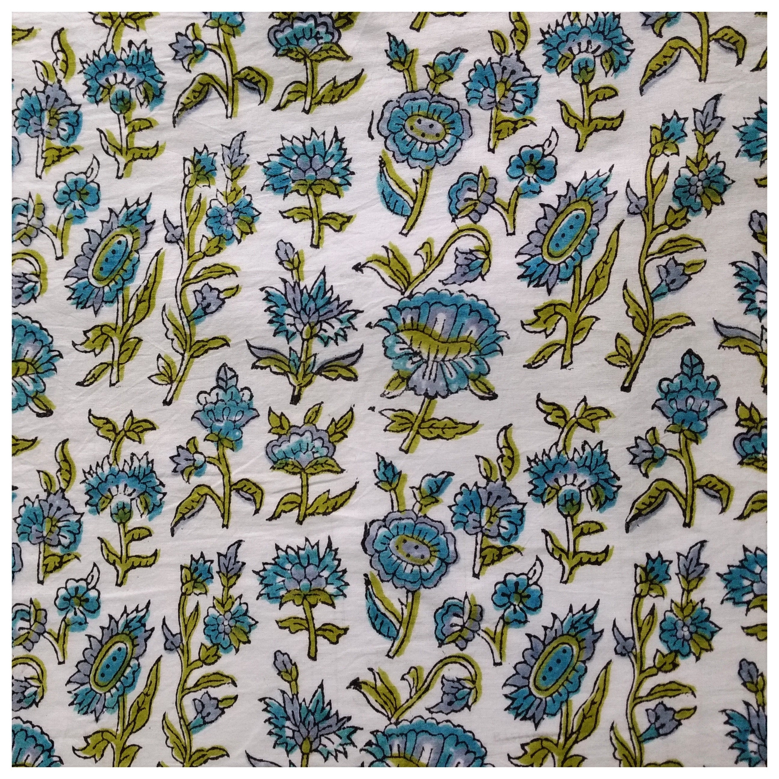 5 Yards Floral Hand Block Print Fabric Indian Cotton Fabric | Etsy