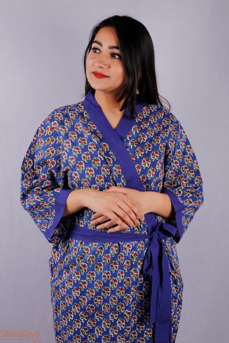 Block Print Kimono Hand Block Print Kimono Indian Cotton | Etsy