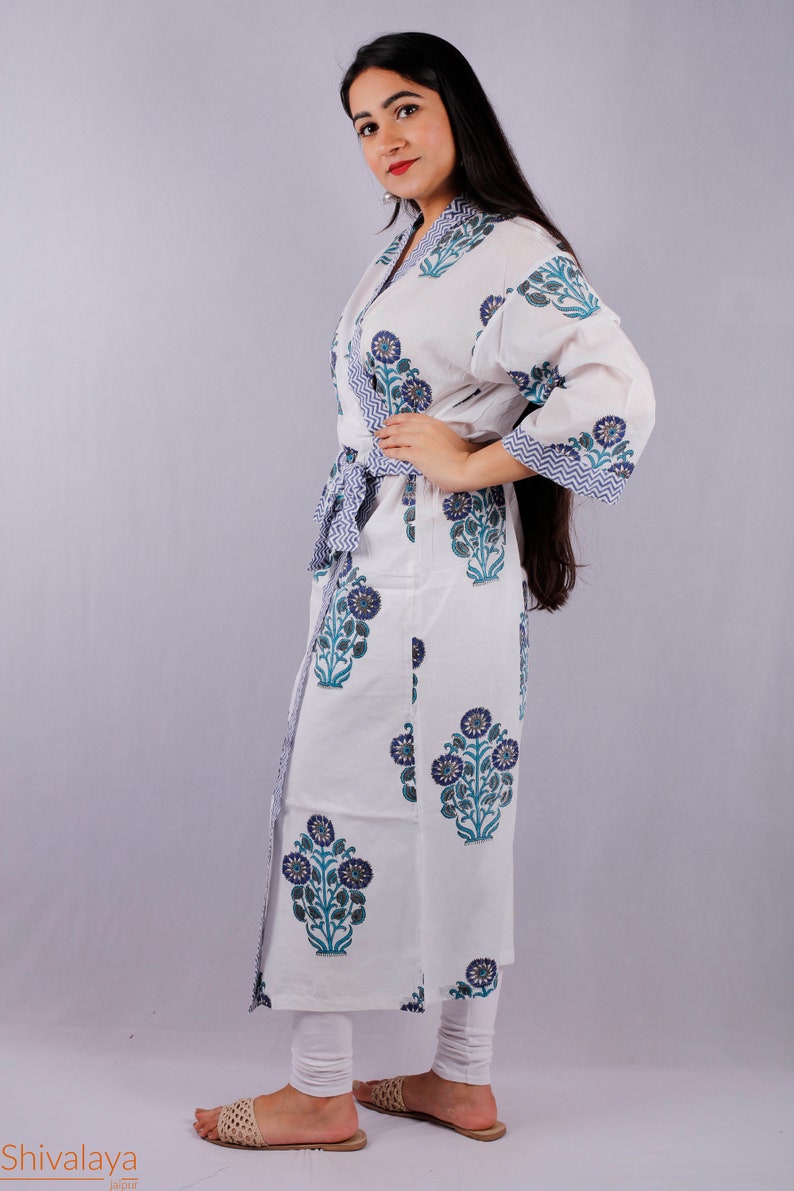 Block Print Kimono Hand Block Print Kimono Indian Cotton | Etsy