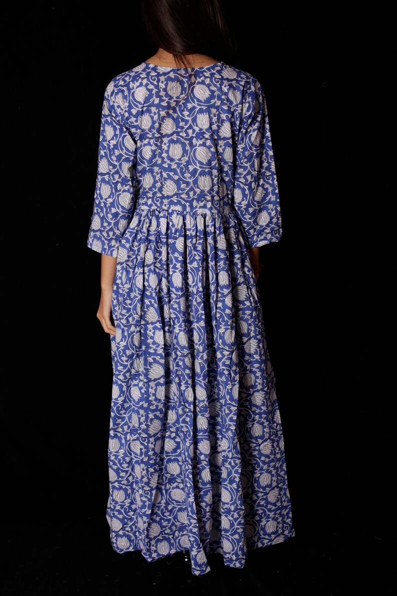 Indian Hand Block Printed Long Gown Dress for Women Block - Etsy