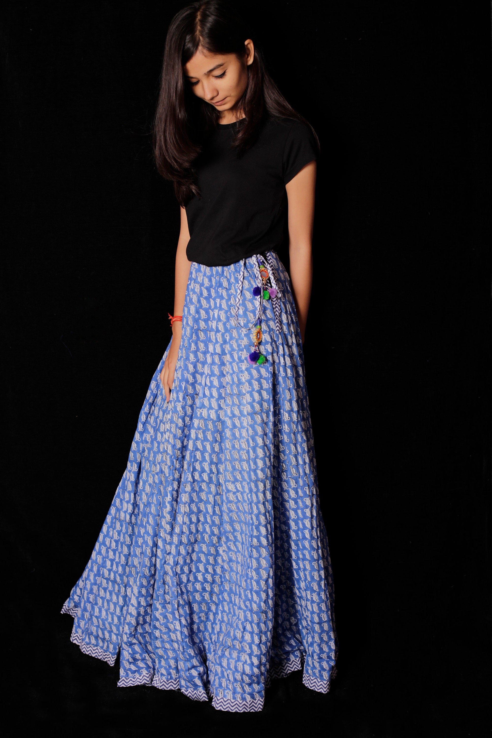 Indian Hand Block Printed Cotton Long Skirt Dress - Etsy