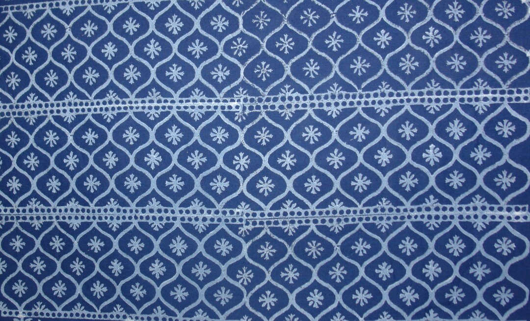 Indigo Fabric, Indigo Hand Printed Fabric, Printed Cotton Fabric, Block ...