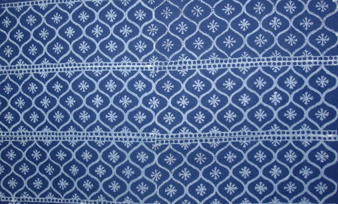 Indigo Fabric Indigo Hand Printed Fabric Printed Cotton | Etsy