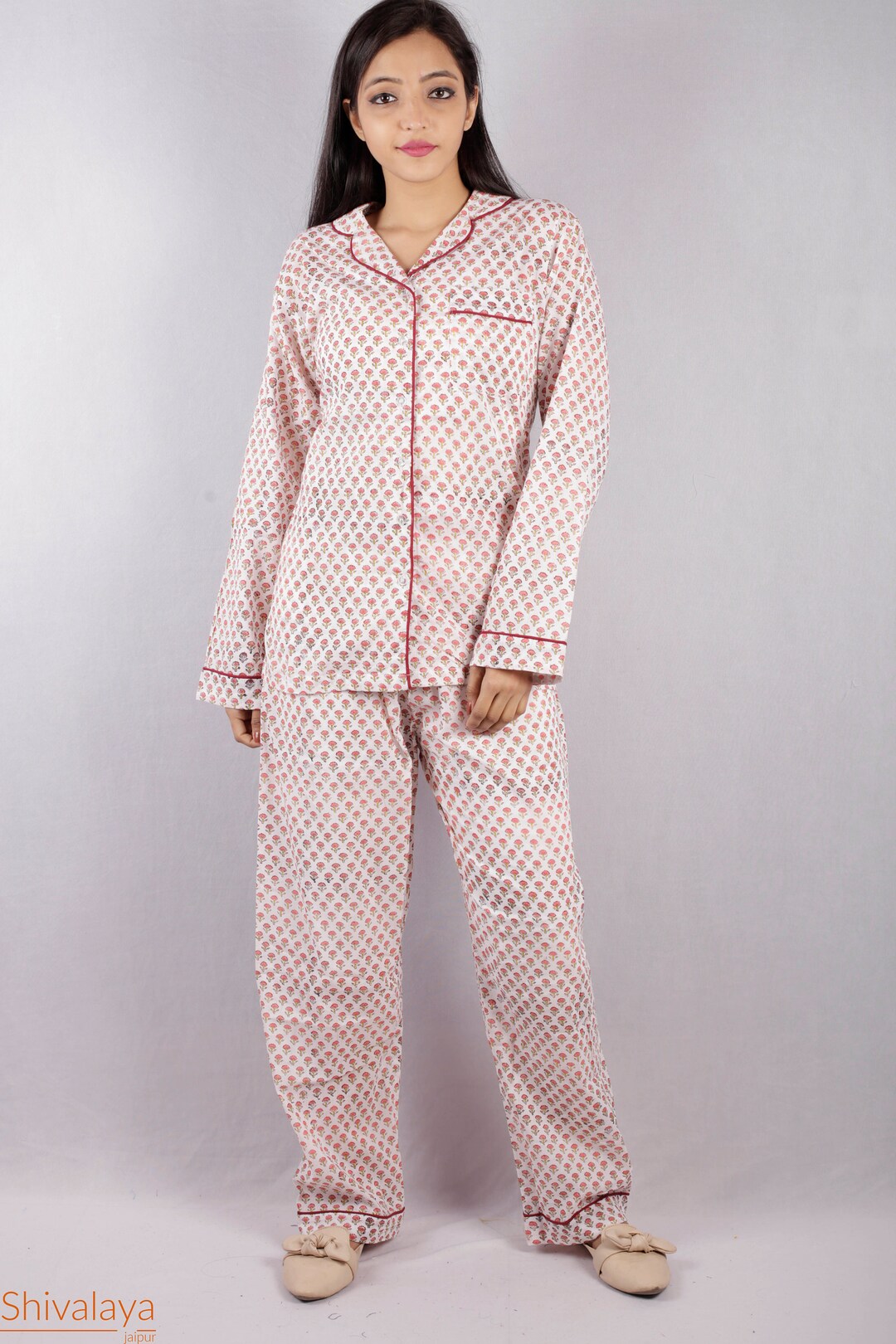 Pyjamas Set for Women Nightwear, Block Printed Nightwear, 100% Cotton ...