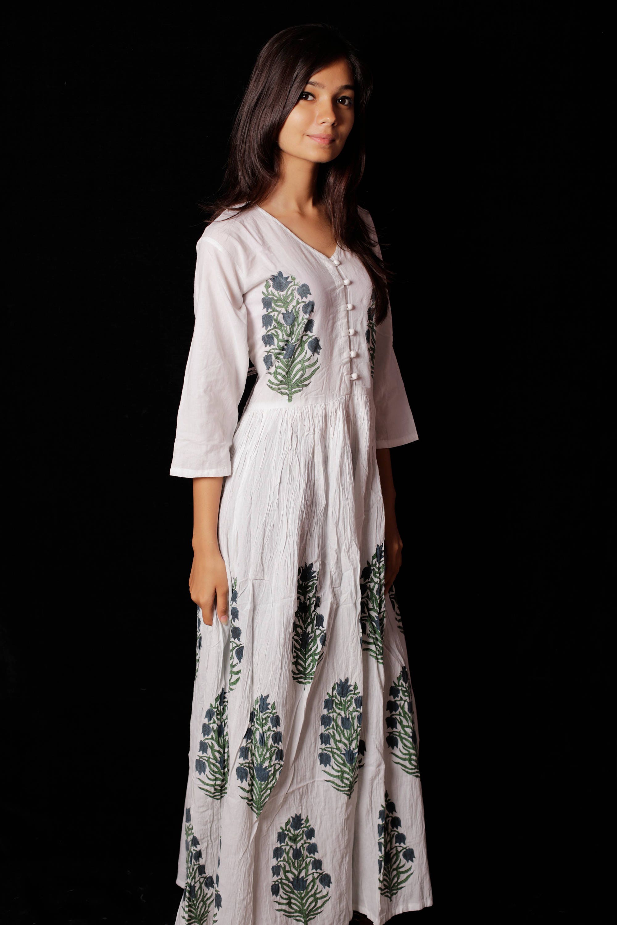 Indian Hand Block Printed Long Gown Dress for Women Block | Etsy