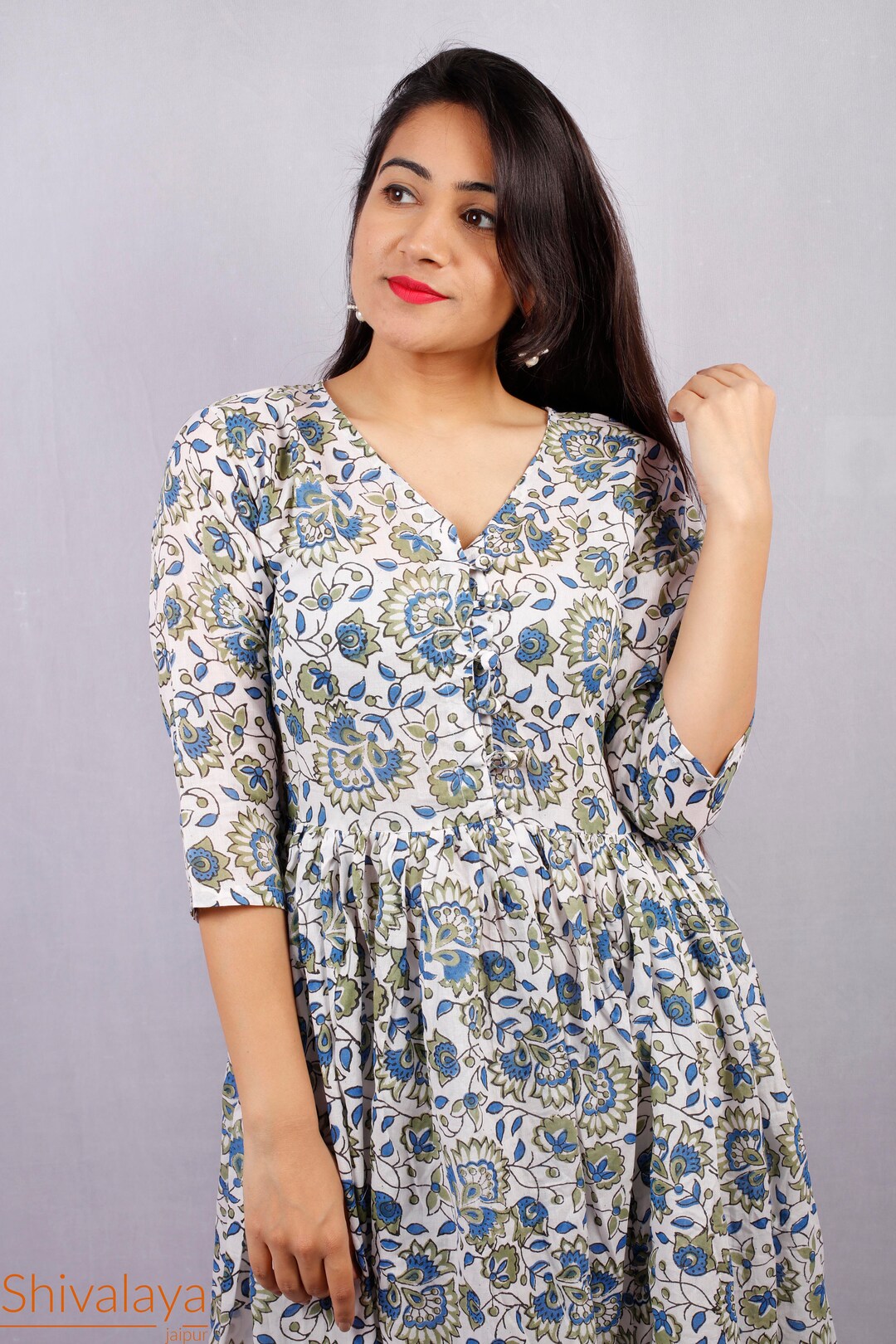 Hand Block Printed Dress, Block Print Dress, Indian Tunics, Hand ...