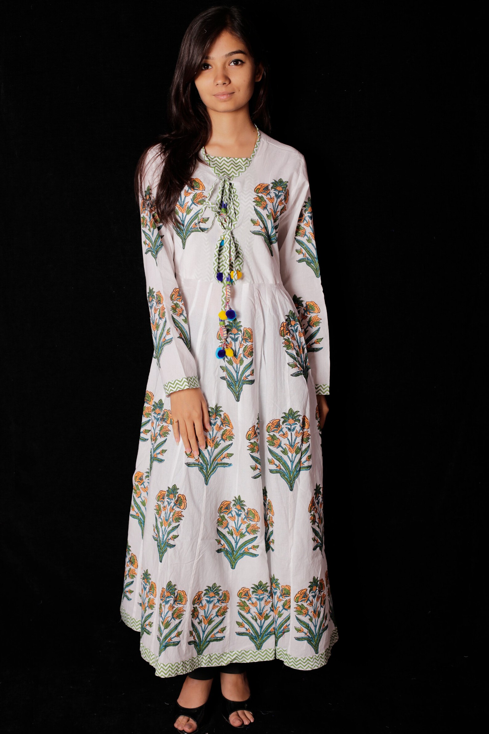 Indian Hand Block Printed Long Gown Dress for Women Block - Etsy