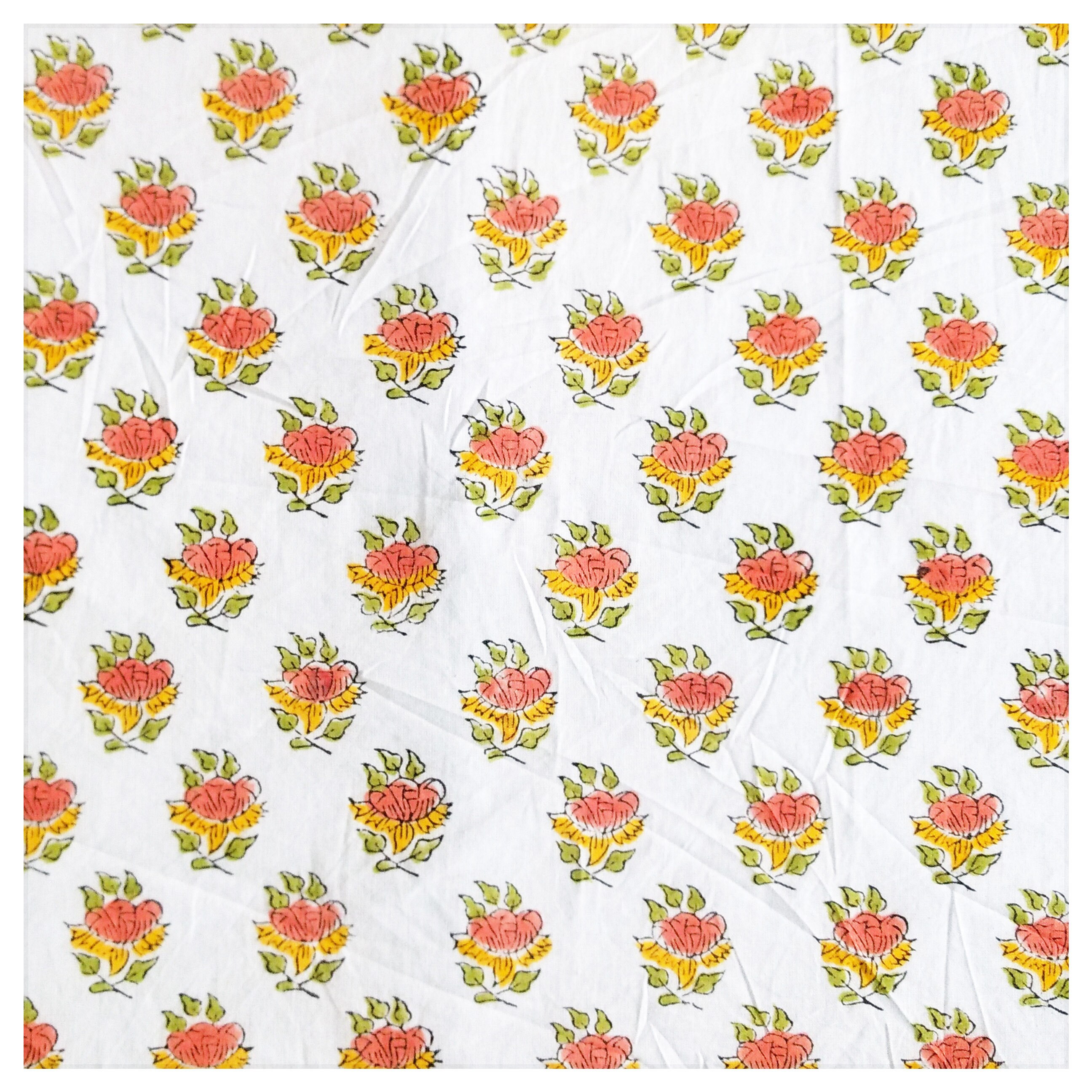 5 Yards Floral Hand Block Print Fabric Indian Cotton Fabric - Etsy