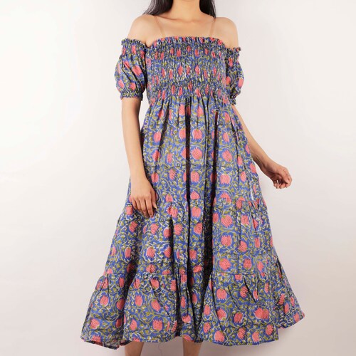 Block Print Dress Hand Block Printed Dress Indian Cotton - Etsy