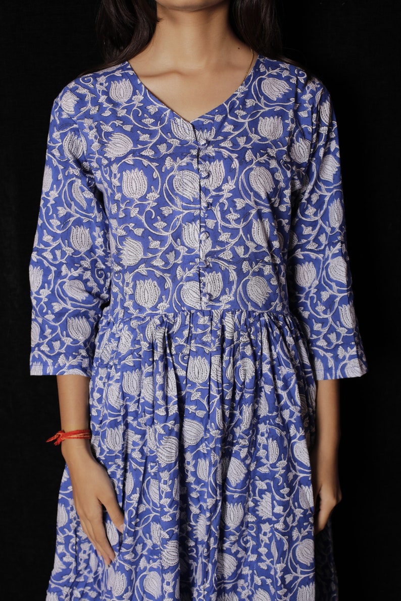 Indian Hand Block Printed Long Gown Dress for Women Block | Etsy