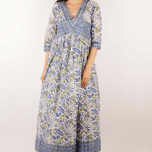 Block Print Dress Hand Block Printed Dress Indian Cotton - Etsy