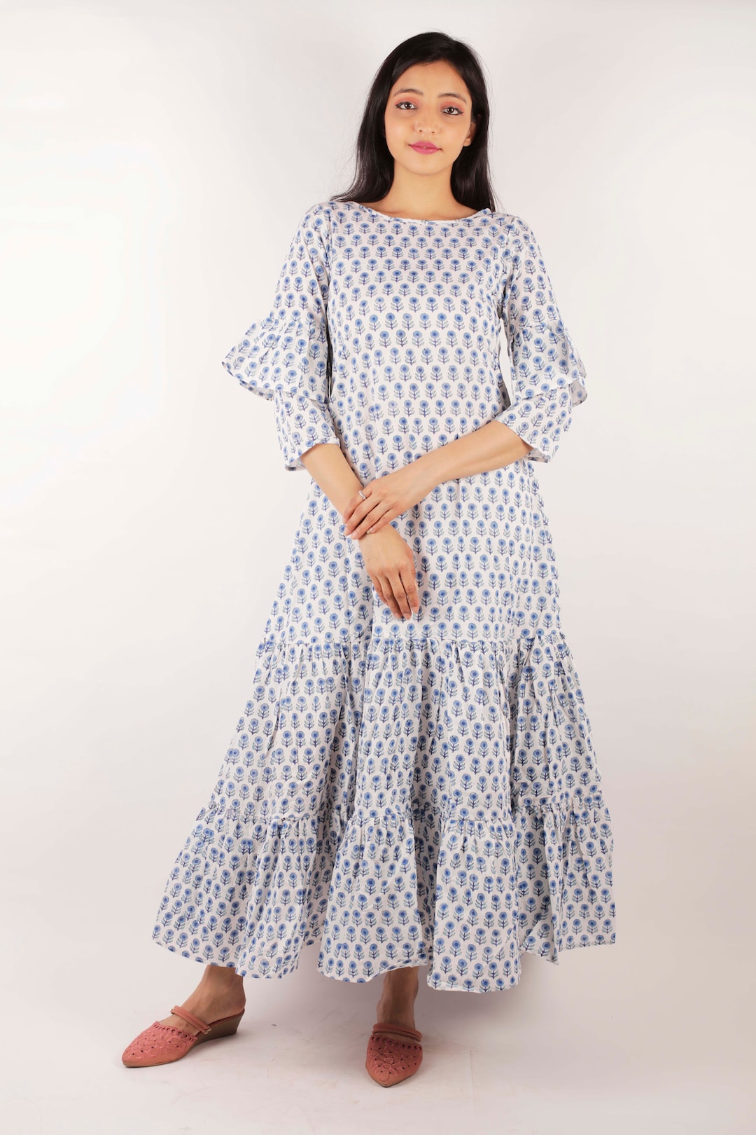 Hand Block Printed Cotton Dress - Indian Floral Print - Etsy