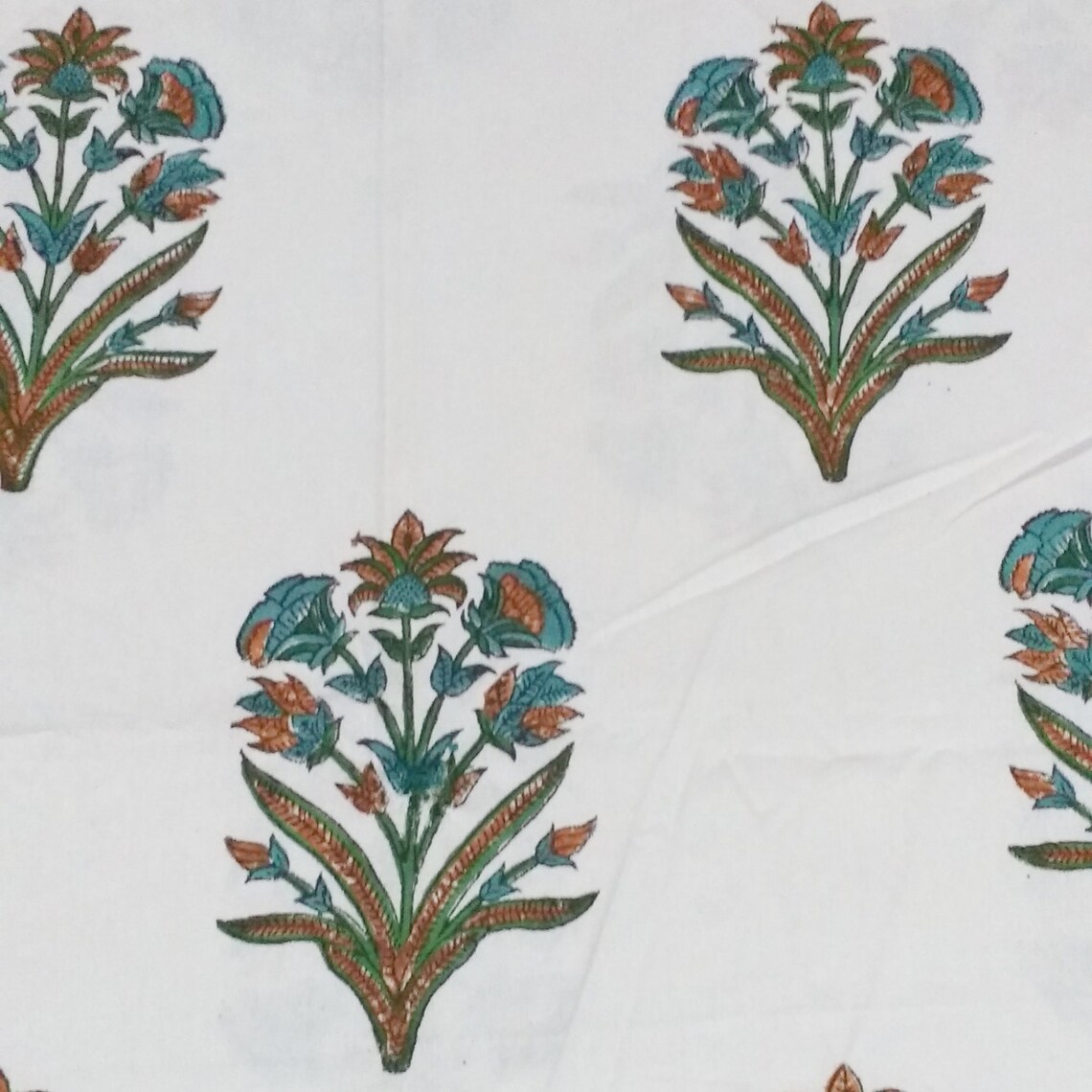 5 Yards Hand Block Printed Fabric Mughal Print Fabric Motif - Etsy