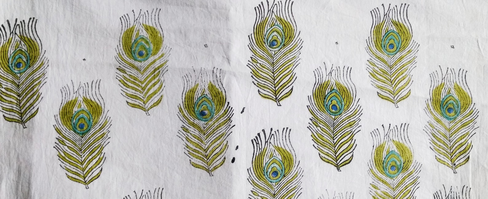 5 Yards Peacock Feather Block Print Fabric Indian Cotton | Etsy