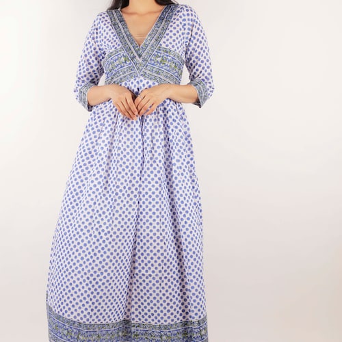 Block Print Dress Hand Block Printed Dress Indian Cotton - Etsy