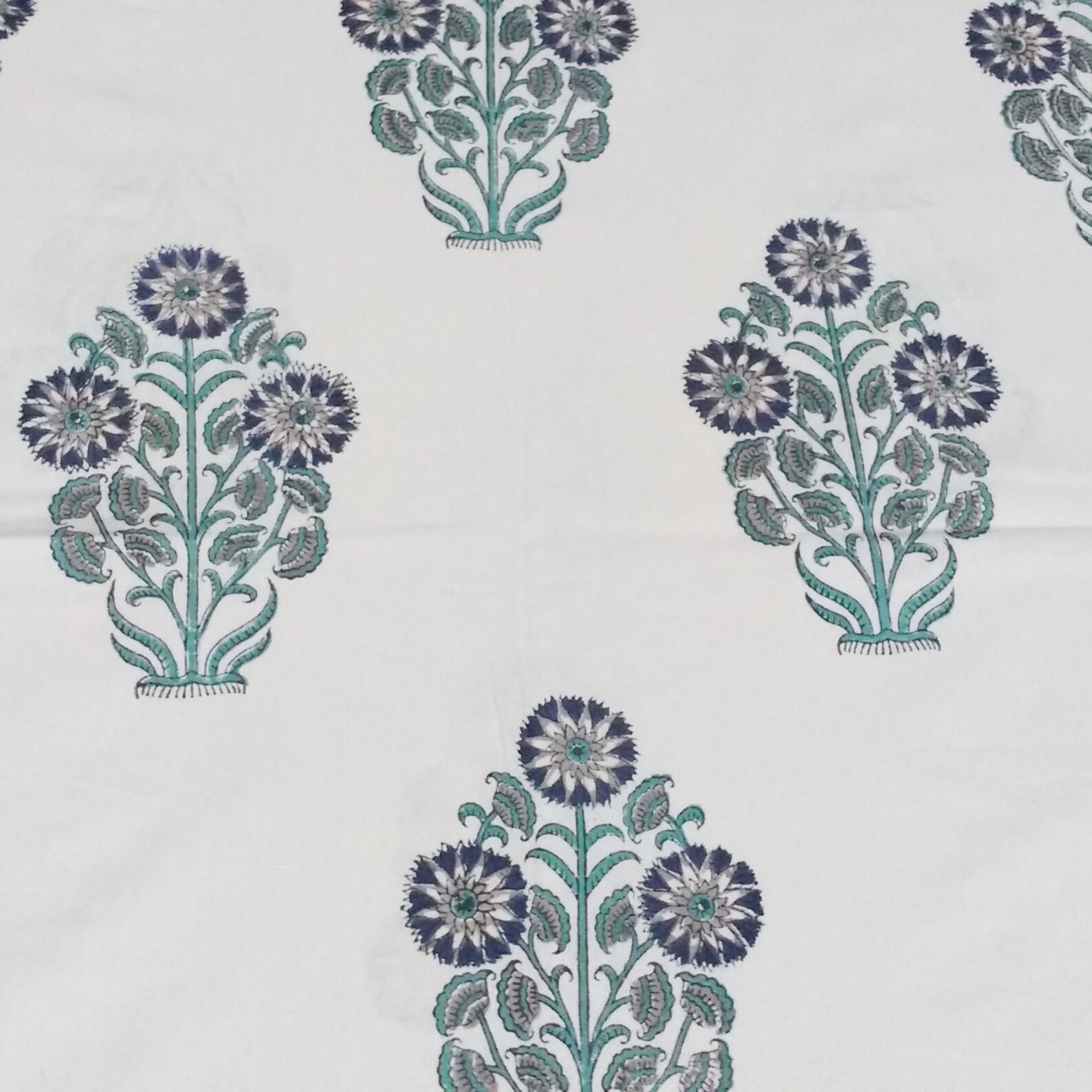 5 Yards Hand Block Printed Fabric Mughal Print Fabric Motif | Etsy