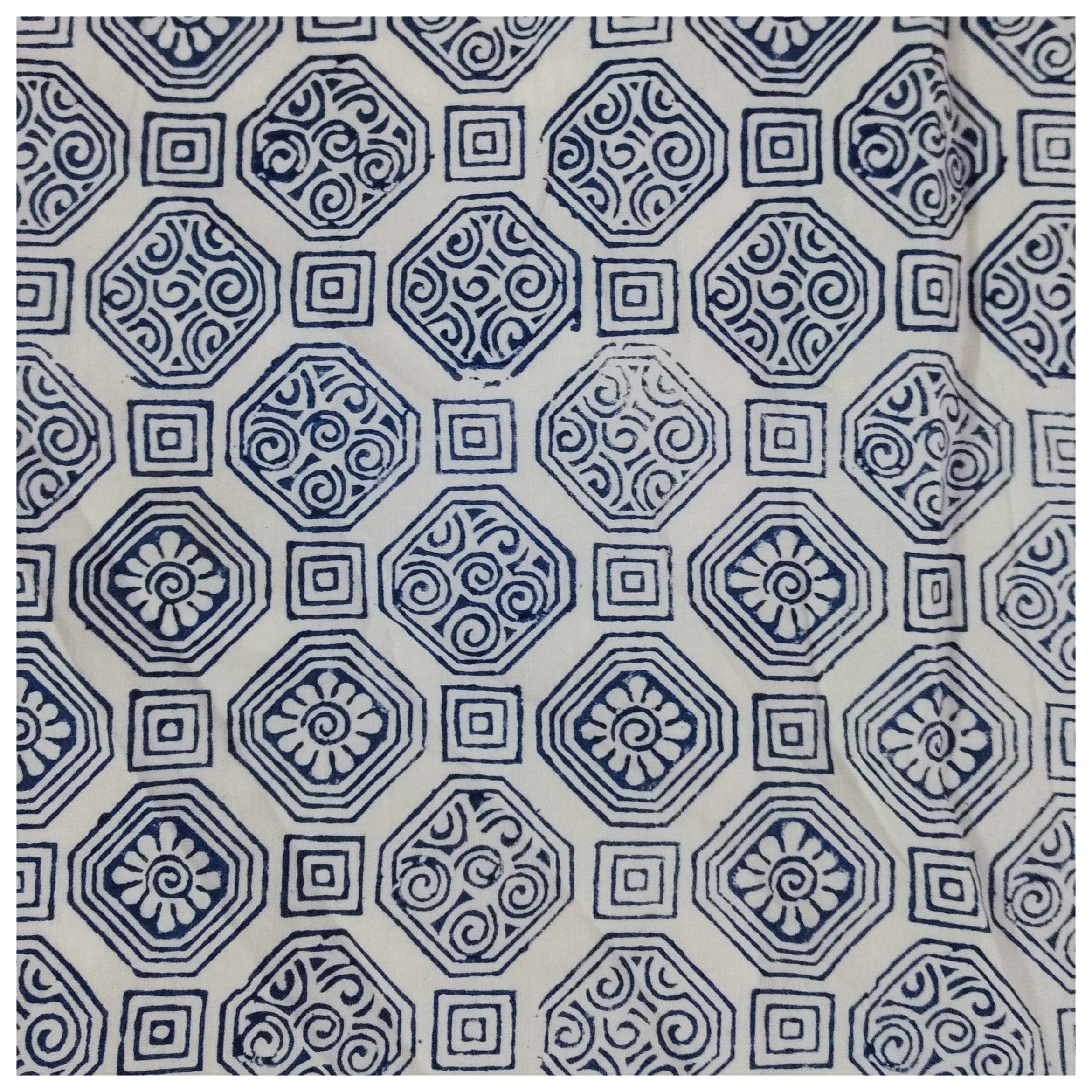 5 Yard Geometric Hand Block Print Fabric, Indian Cotton Fabric, Printed ...