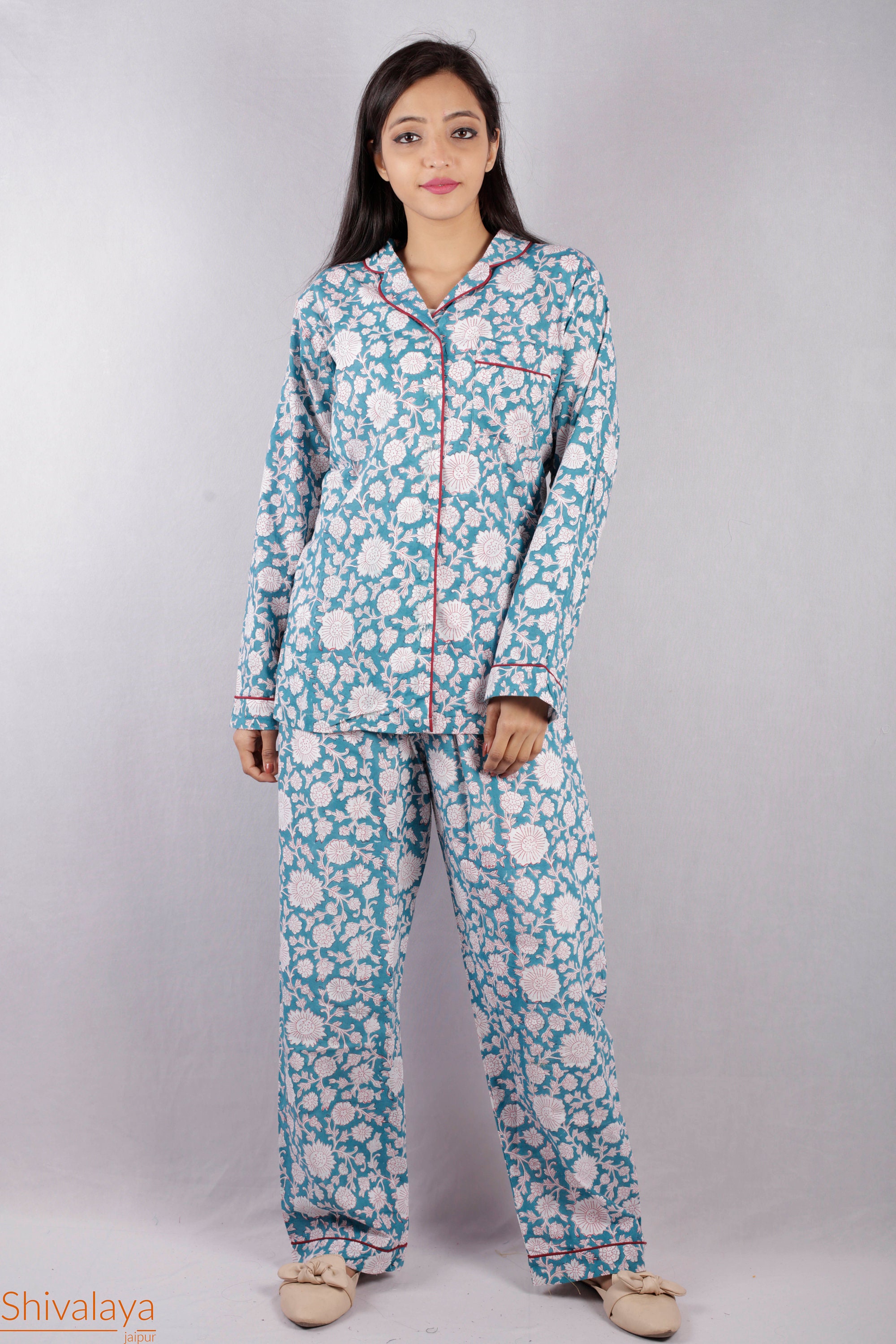 Pyjamas Set for Women Nightwear Block Printed Nightwear 100% - Etsy