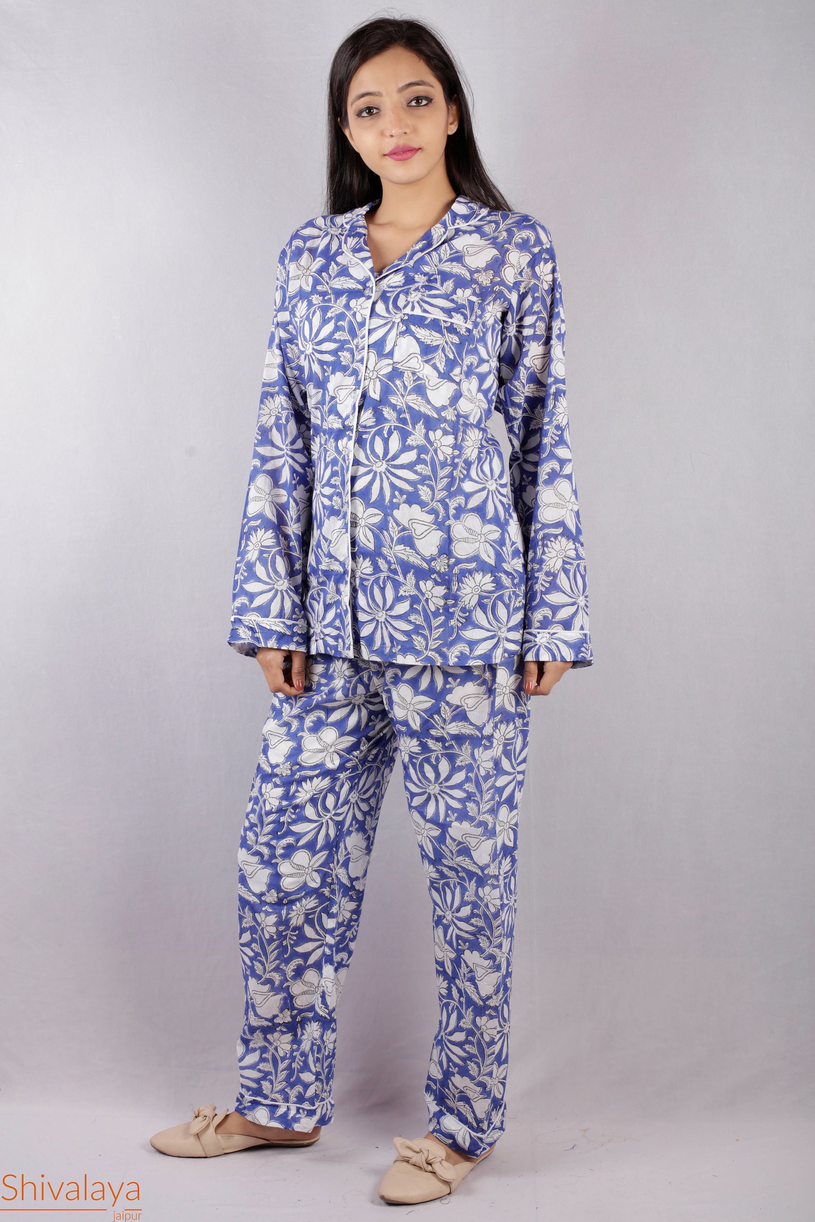 Pyjamas Set for Women Nightwear Block Printed Nightwear 100% - Etsy