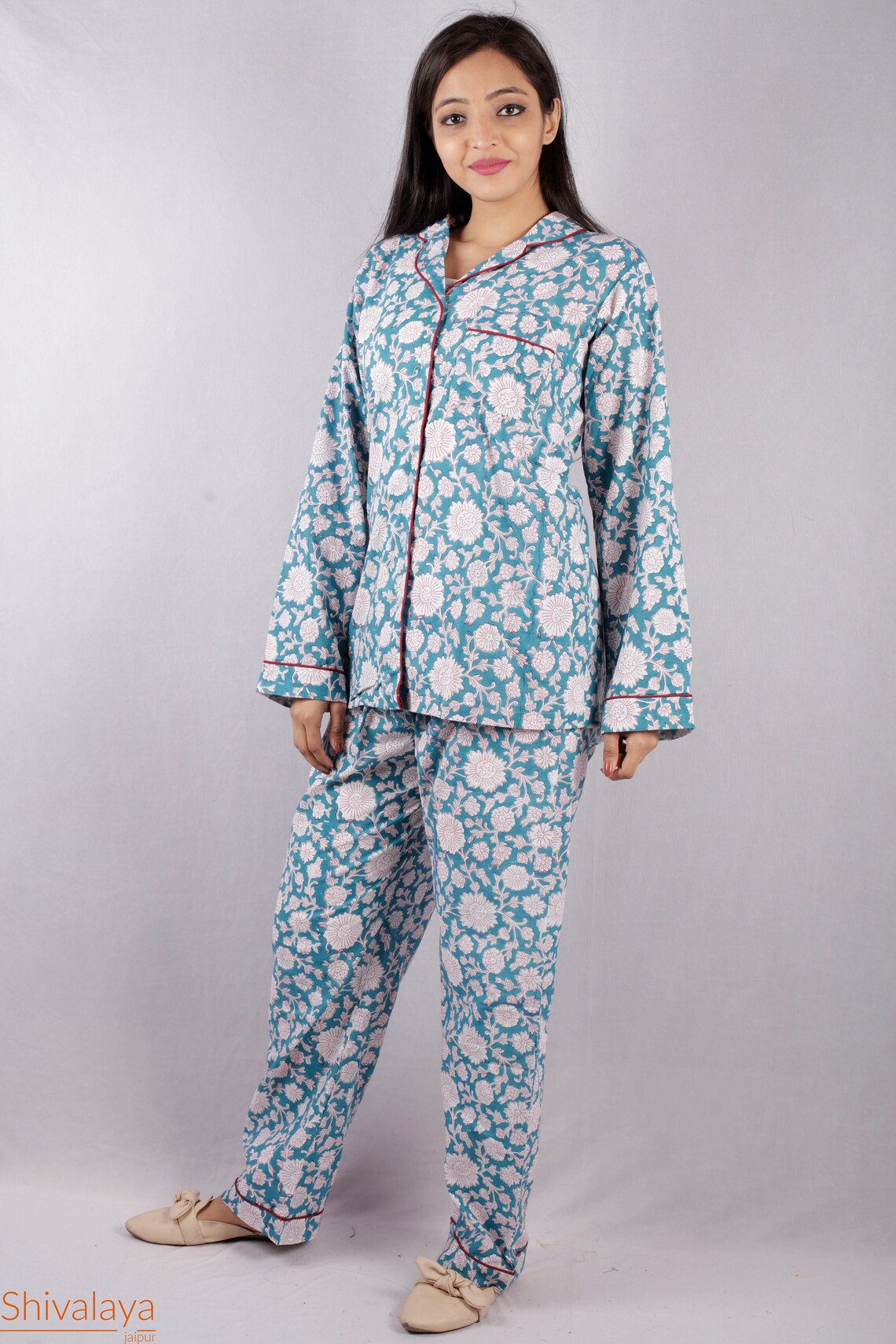 Pyjamas Set for Women Nightwear Block Printed Nightwear 100% - Etsy