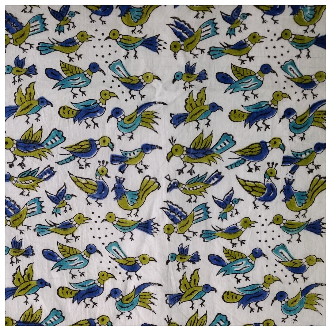 5 Yards Animal & Birds Block Print Fabric Design Pattern for Kids ...