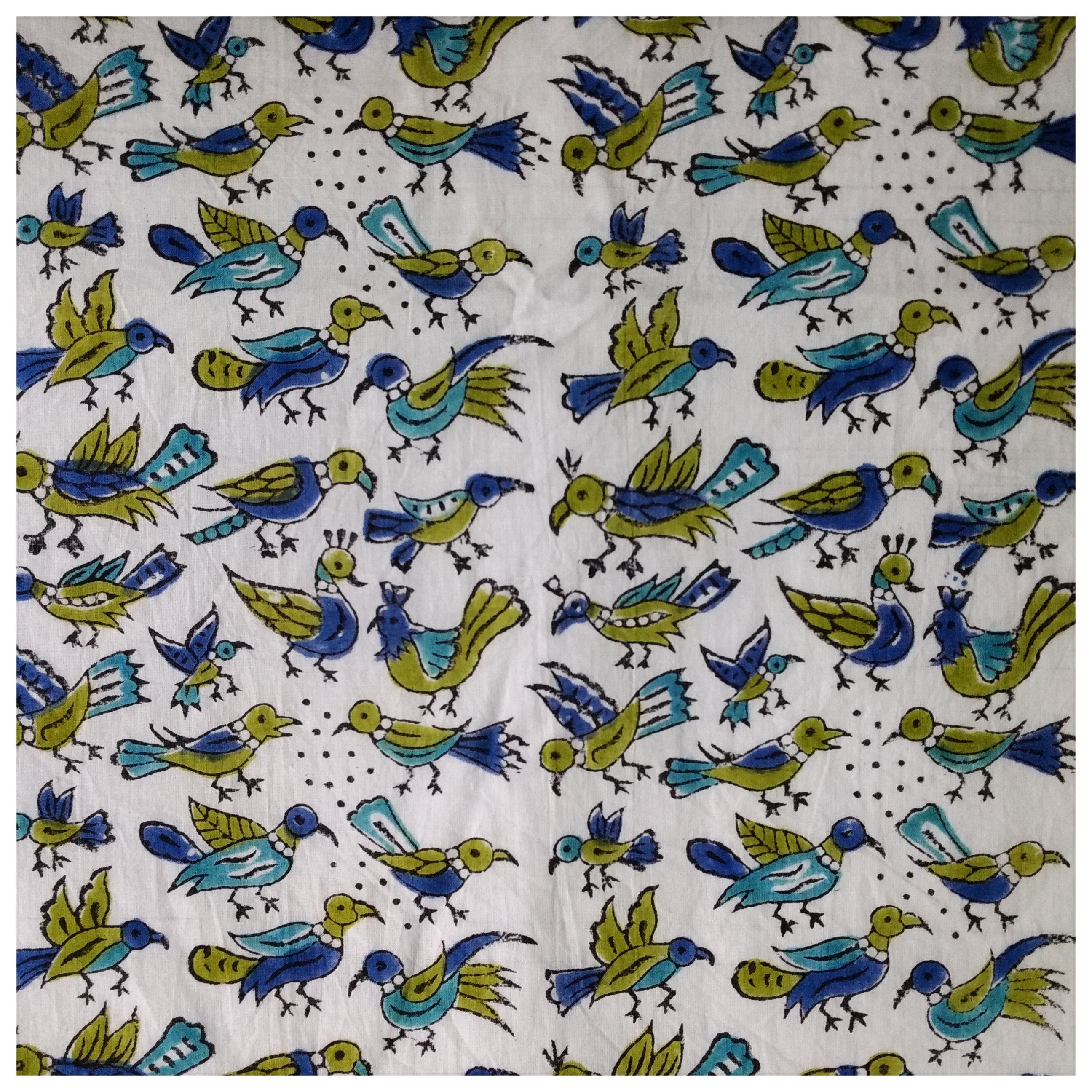 5 Yards Animal & Birds Block Print Fabric Design Pattern For | Etsy