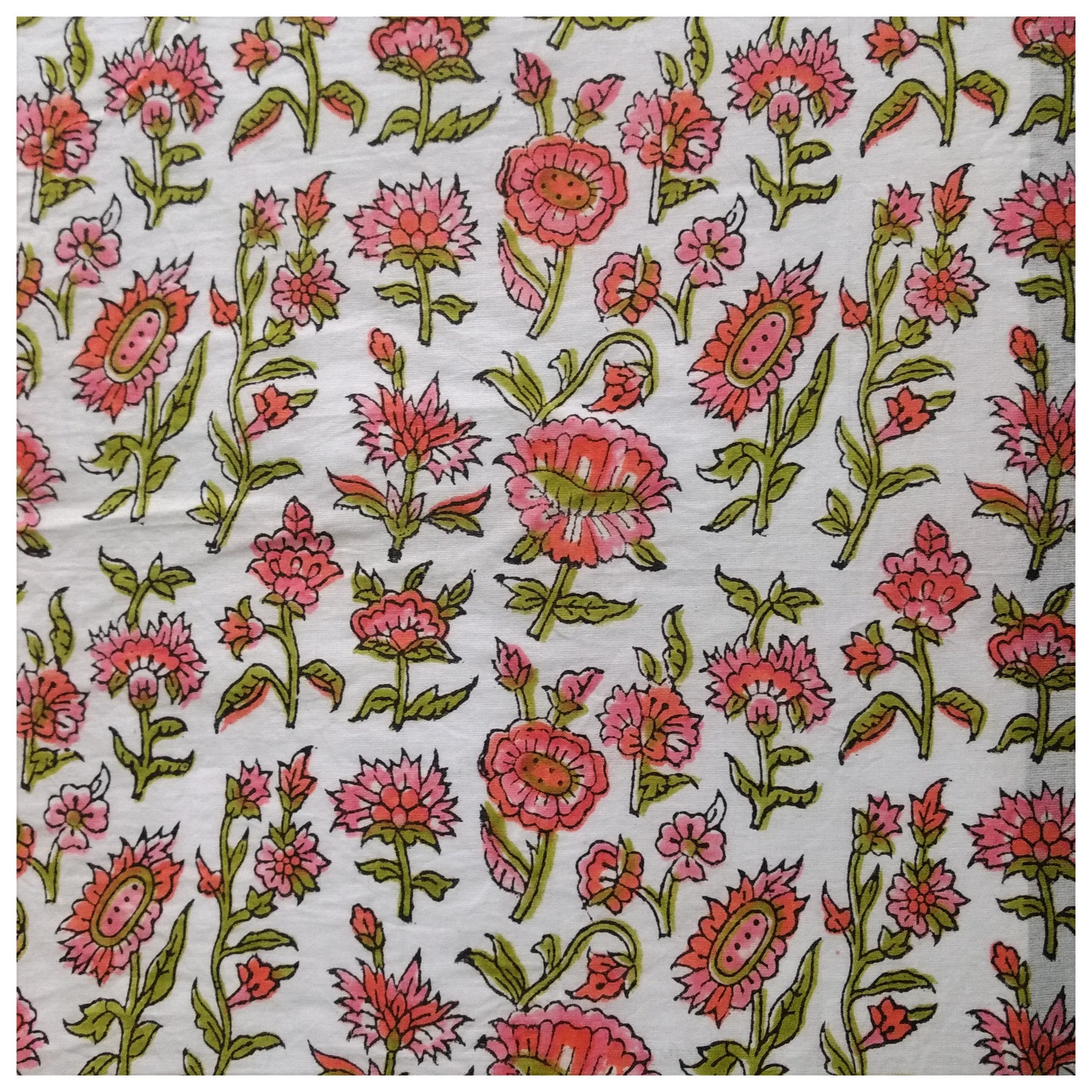 5 Yards Floral Hand Block Print Fabric Indian Cotton Fabric | Etsy