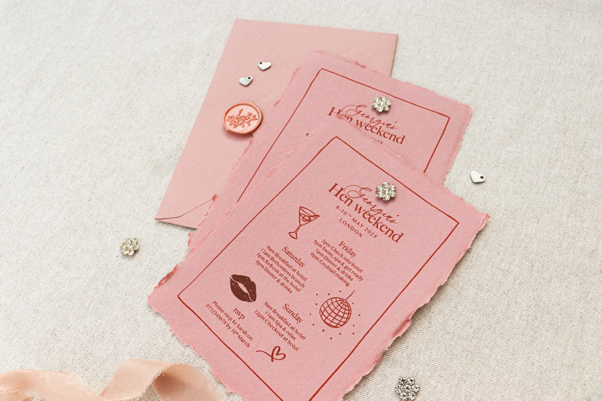 Hen Do Itinerary Card, Hen Party Itineraries, Hen Do Invitation Bride ...