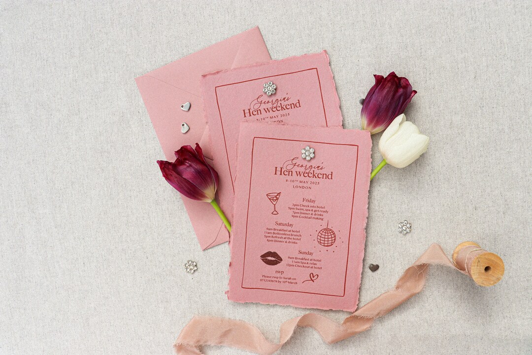 Hen Do Itinerary Card, Hen Party Itineraries, Hen Do Invitation Bride ...