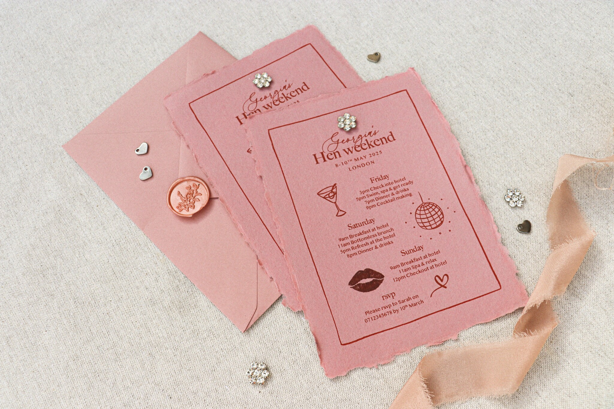 Hen Do Itinerary Card, Hen Party Itineraries, Hen Do Invitation Bride ...