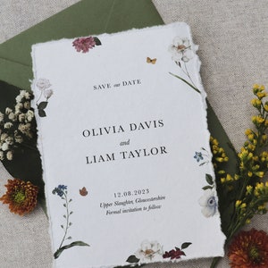 Wildflower Boho Save the Date Cards | Colourful Floral Wedding Invites ...