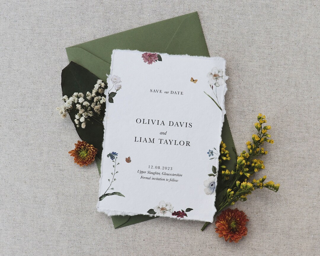 Wildflower Boho Save the Date Cards | Colourful Floral Wedding Invites ...