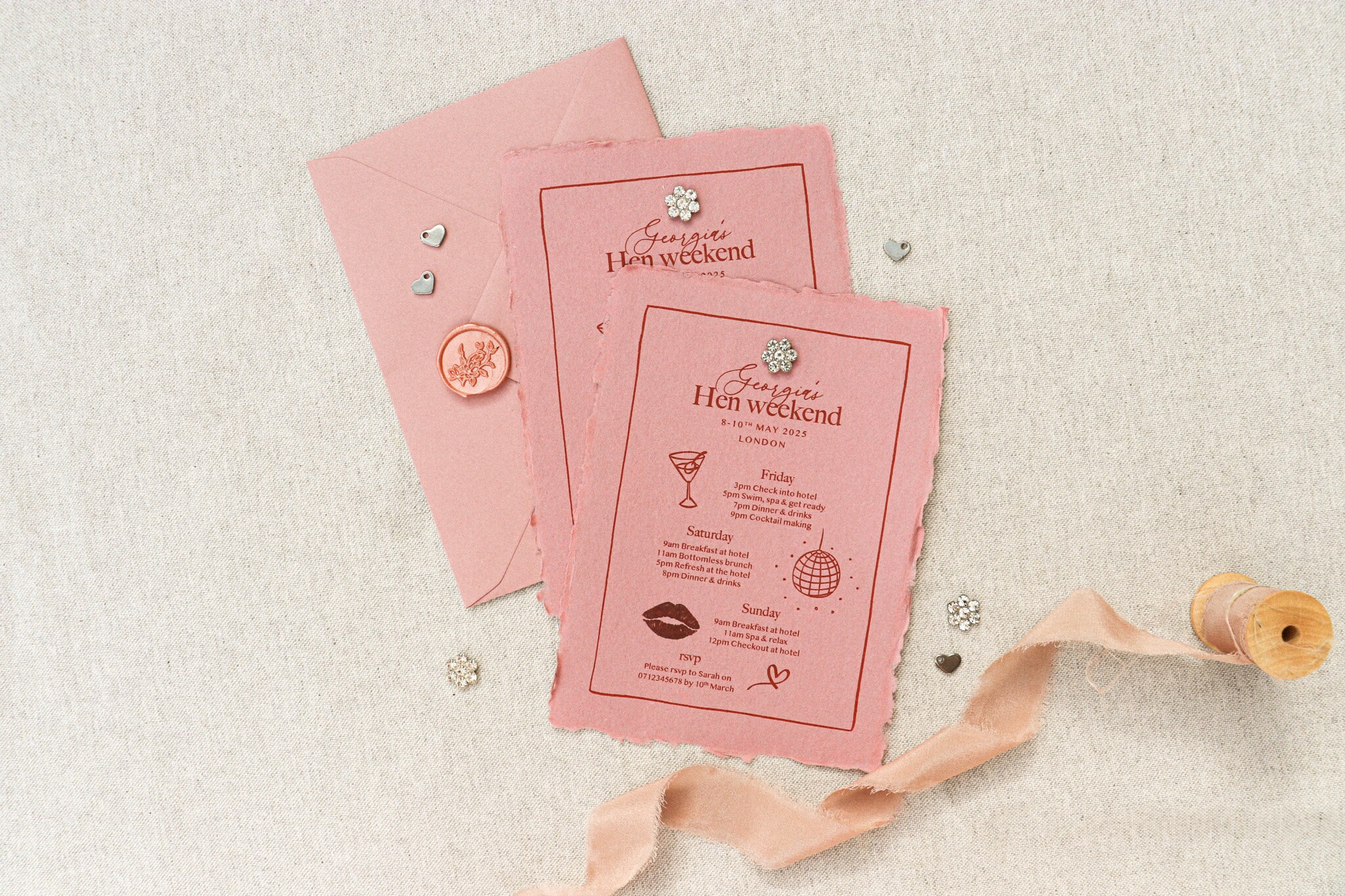 Hen Do Itinerary Card, Hen Party Itineraries, Hen Do Invitation Bride ...