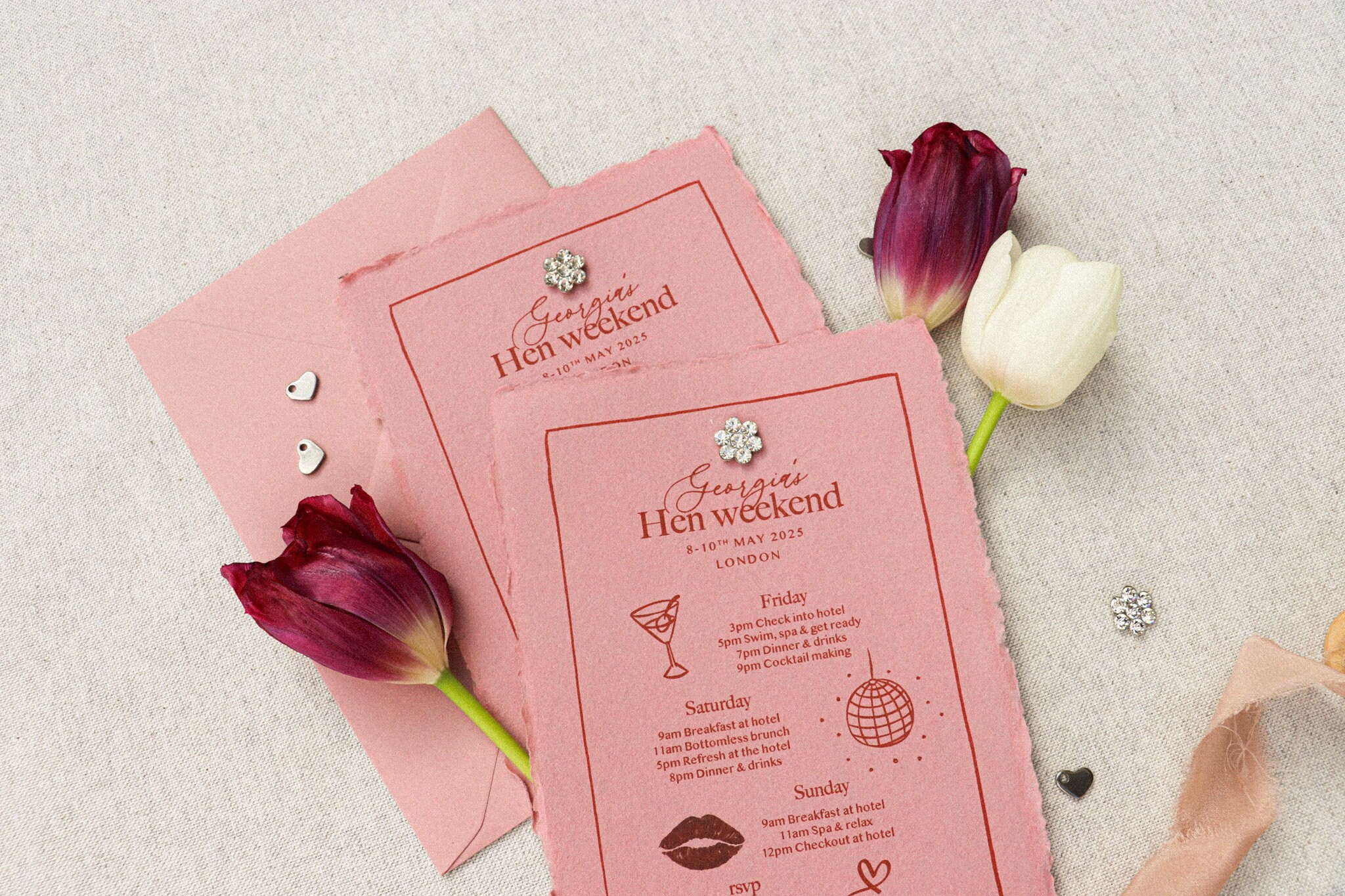 Hen Do Itinerary Card, Hen Party Itineraries, Hen Do Invitation Bride ...