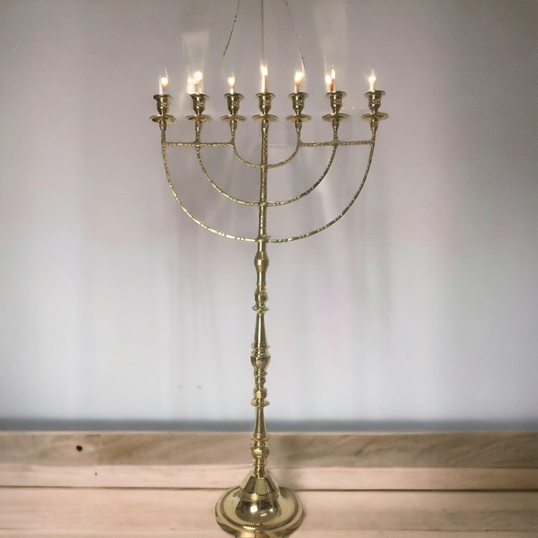 Menorah Grand 7 Branch - 39" Solid Brass | Temple Replica | Impressive ...