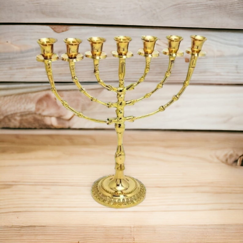 Menorah Classic Solid Brass 7 Branch Temple -inspired, 11″ (28 Cm) - Etsy