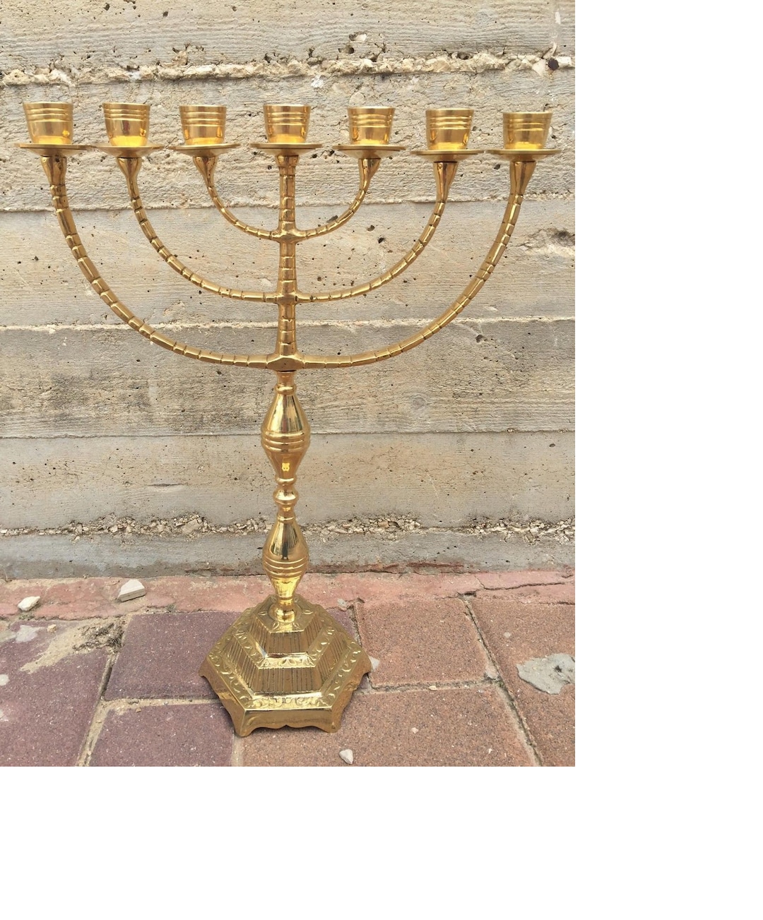 XXL Jerusalem Temple Menorah 7 Branch Menora Made of Brass Copper Gold ...