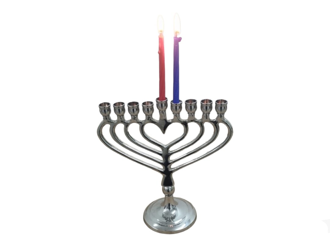 Chanukiah Hanukkah Hanukkiah Chanukahs Menorah Heart Design 9 Branches ...