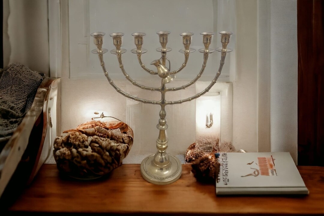 Menorah Brass 7 Brazos Branches Candels Israel Menora Church Authentic ...