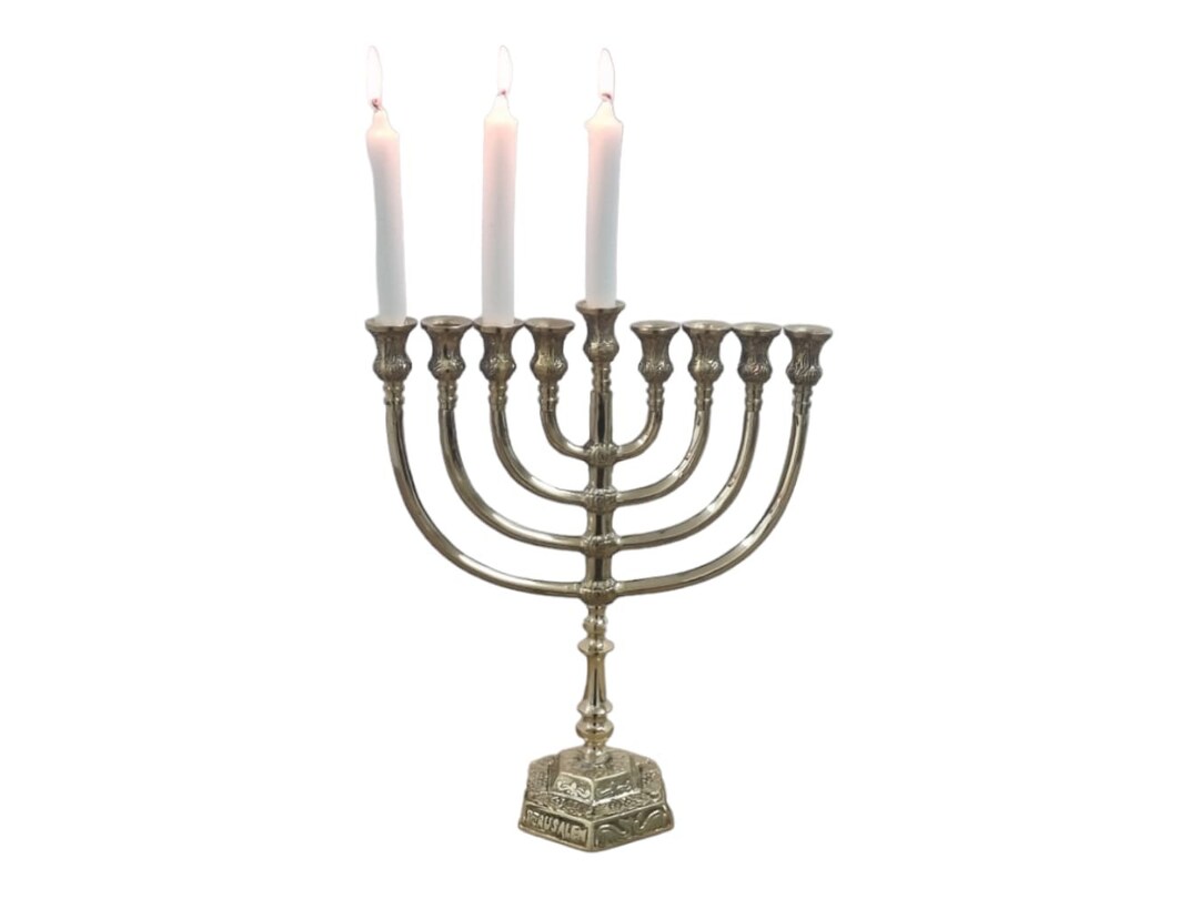 Iconic Knesset Menorah Replica 12-inch Shiny Brass 7-branch Candle ...