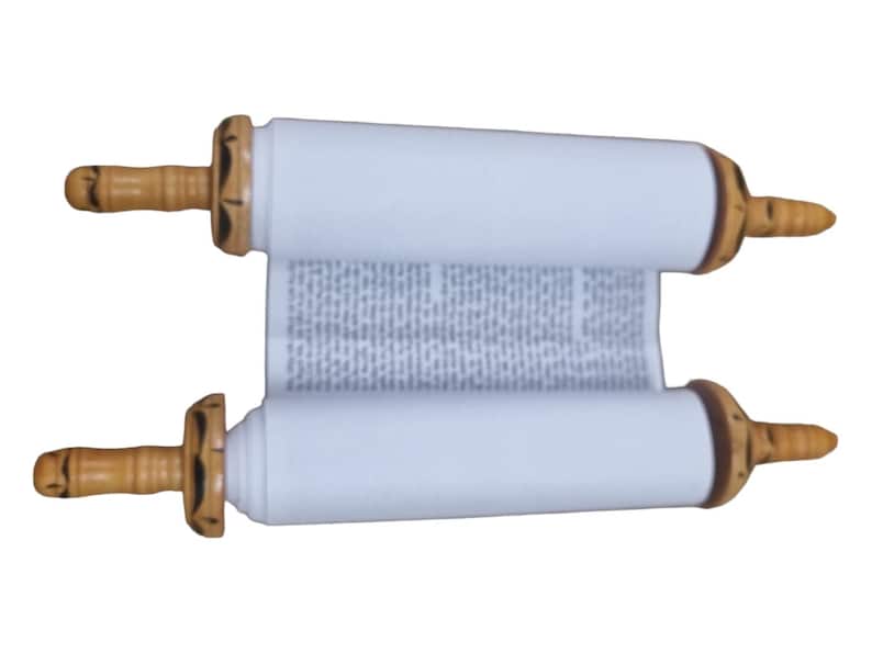 Hebrew Torah Scroll: Jewish Bible With Olive Wood Handles (7.9"/20cm ...