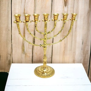 Menorah Classic Solid Brass 7 Branch Temple -inspired, 11″ (28 Cm) - Etsy