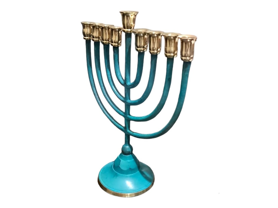 Hanukkah Menorah 9 Branch 10 Inch Modern Contemporary Menorah Chanukah ...