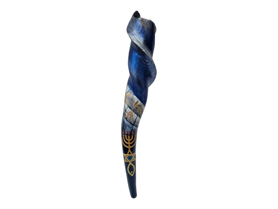 Unique Hand-painted Eland Horn Shofar From Israel | Jerusalem, Menorah ...