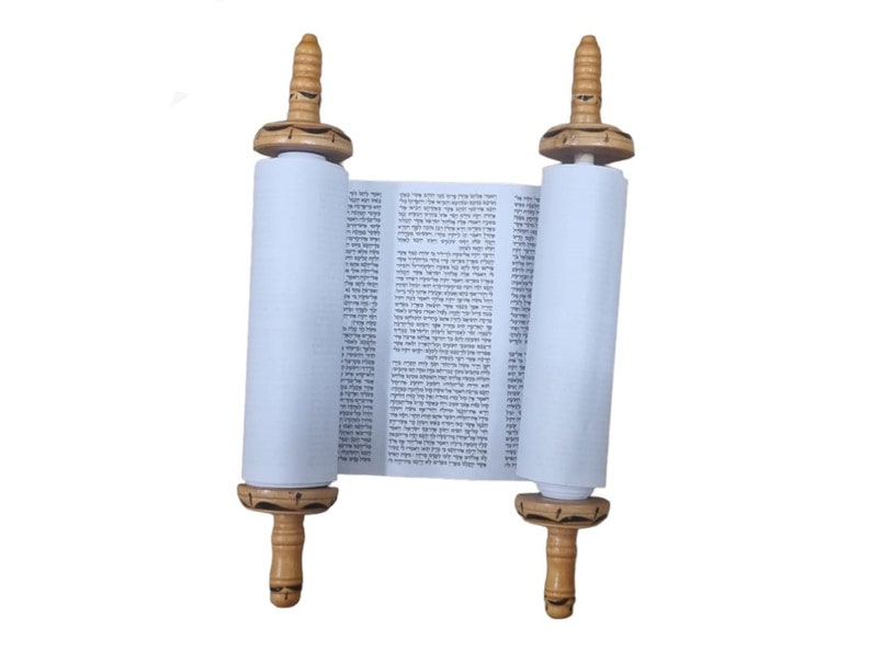 Hebrew Torah Scroll: Jewish Bible With Olive Wood Handles (7.9"/20cm ...